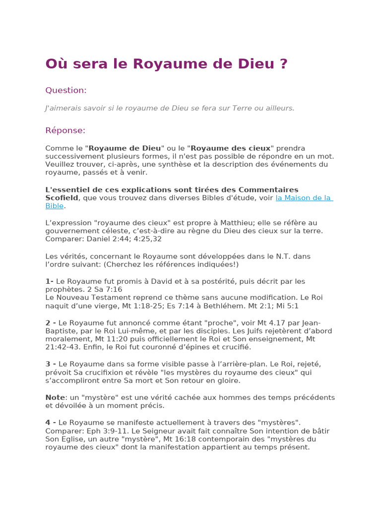 Comprendre le Royaume de Dieu | PDF | Royauté et Royaume de Dieu | Dieu