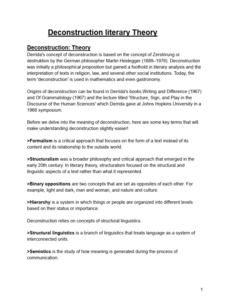 Understanding Derrida's Deconstruction Theory | PDF | Deconstruction ...