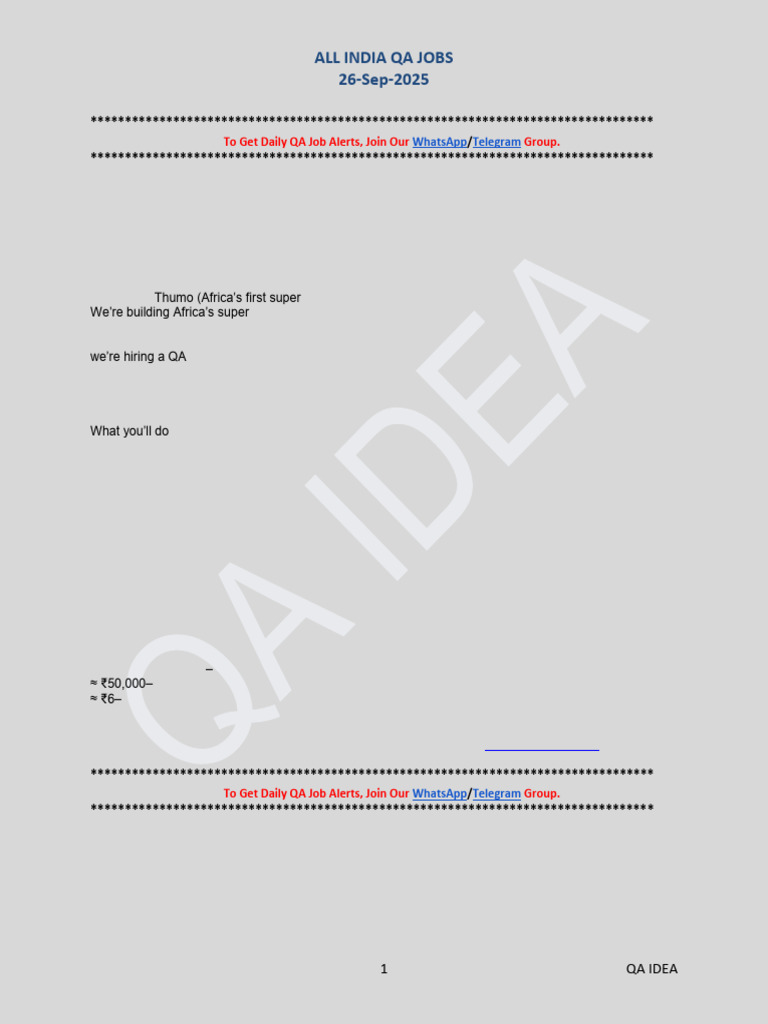 All India Qa Jobs - 26 Sep 2025 | PDF | Quality Assurance | Selenium ...