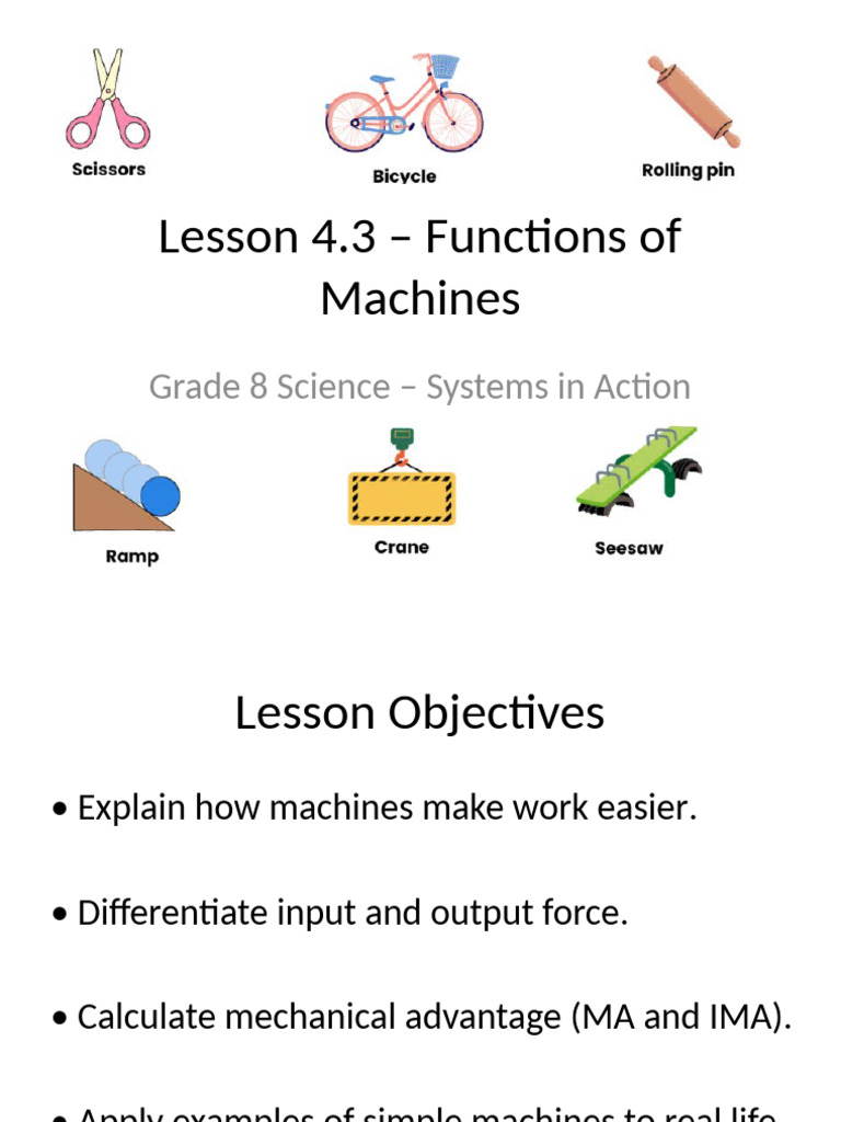 Lesson 4.3 Functions of Machines | PDF | Force | Machines
