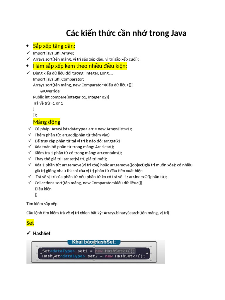 Các Kiến Thức Cần Nhớ Trong Java (AutoRecovered) | PDF