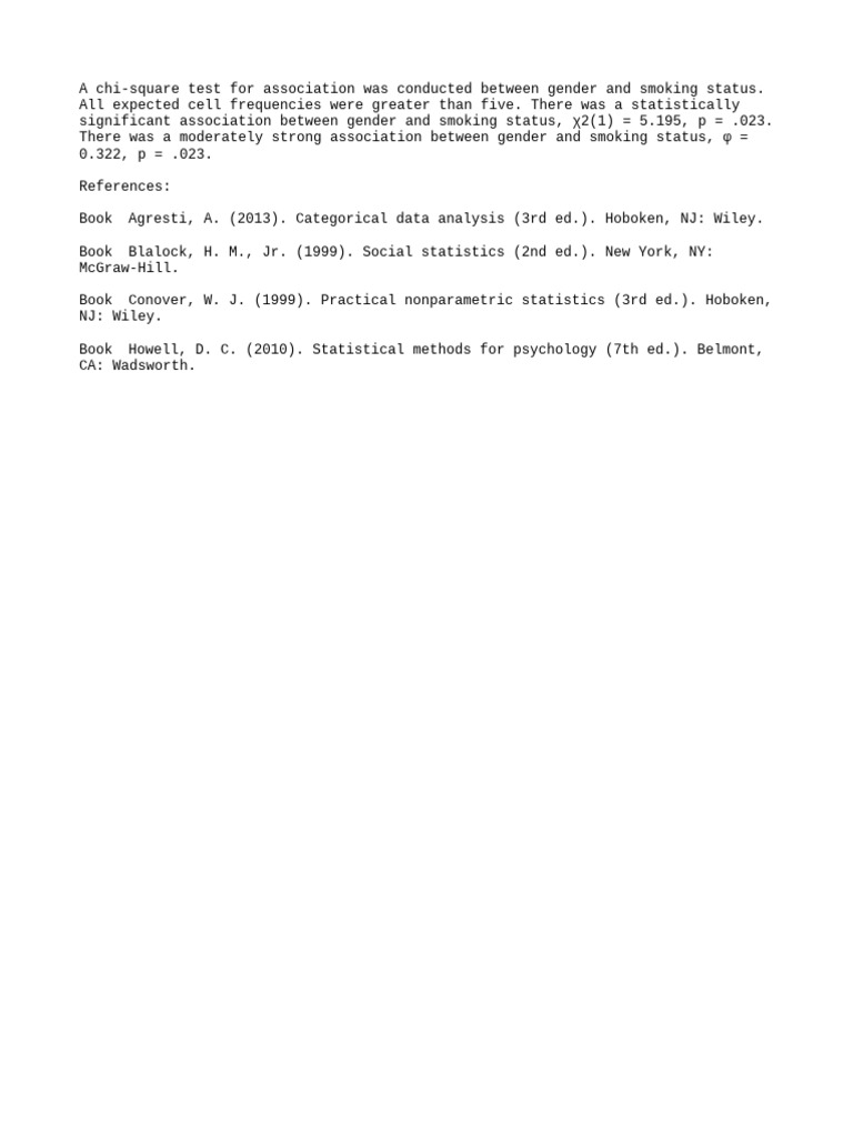 Chi-Square Test (2x2) Reporting | PDF