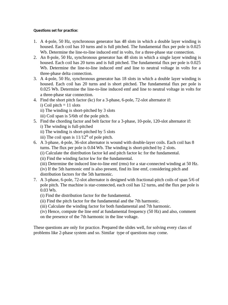 Questions Set For Practice | PDF | Inductor | Pitch (Music)
