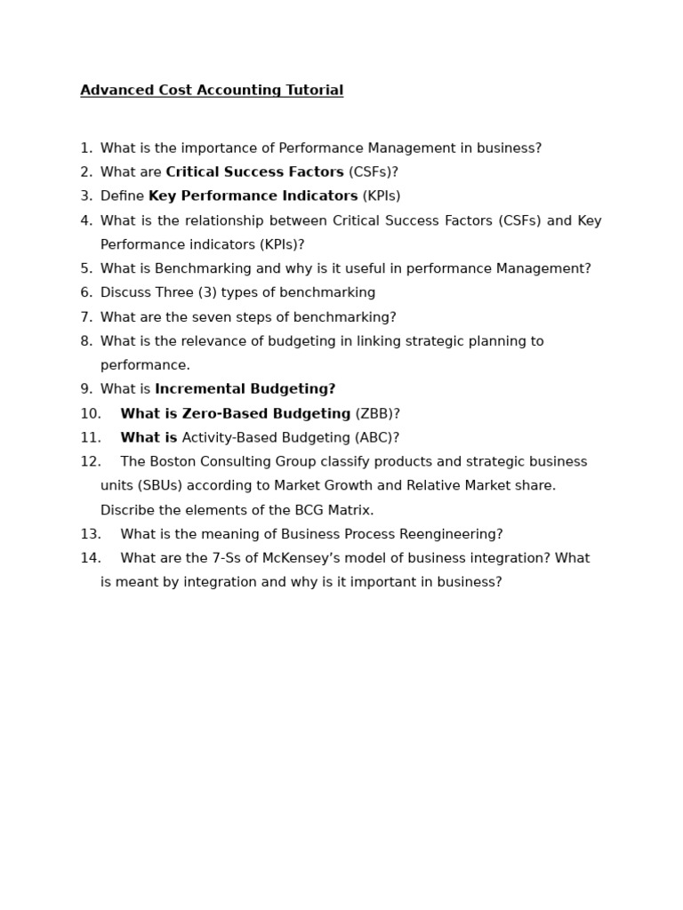 Advanced Cost Accounting Tutorial | PDF