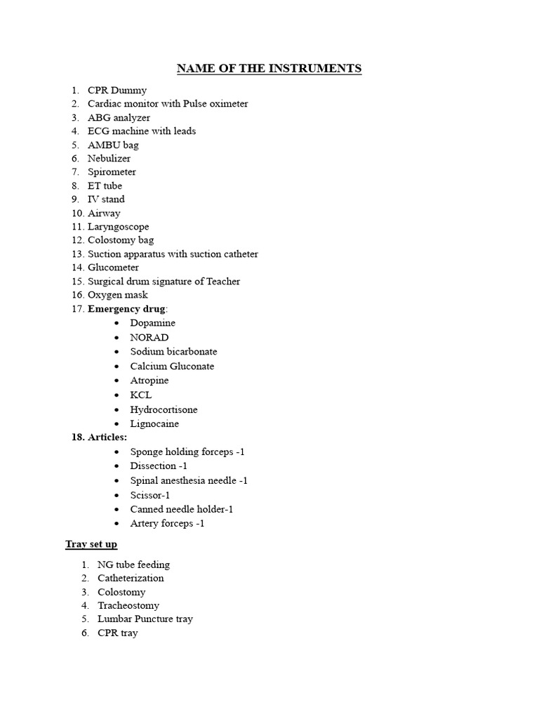 Name of The Instruments | PDF