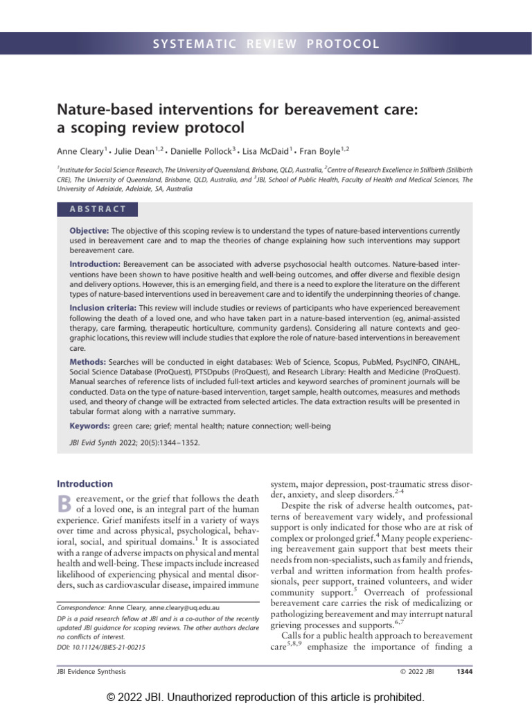 Nature - Based - Interventions - For - Bereavement - Care - A - Scoping ...
