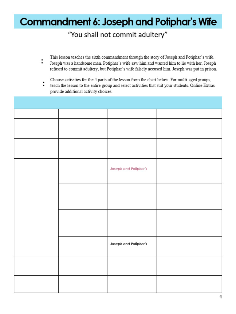 Ss Journey Ten Commandments 6 Joseph and Potiphars Wife | PDF | Ten Commandments