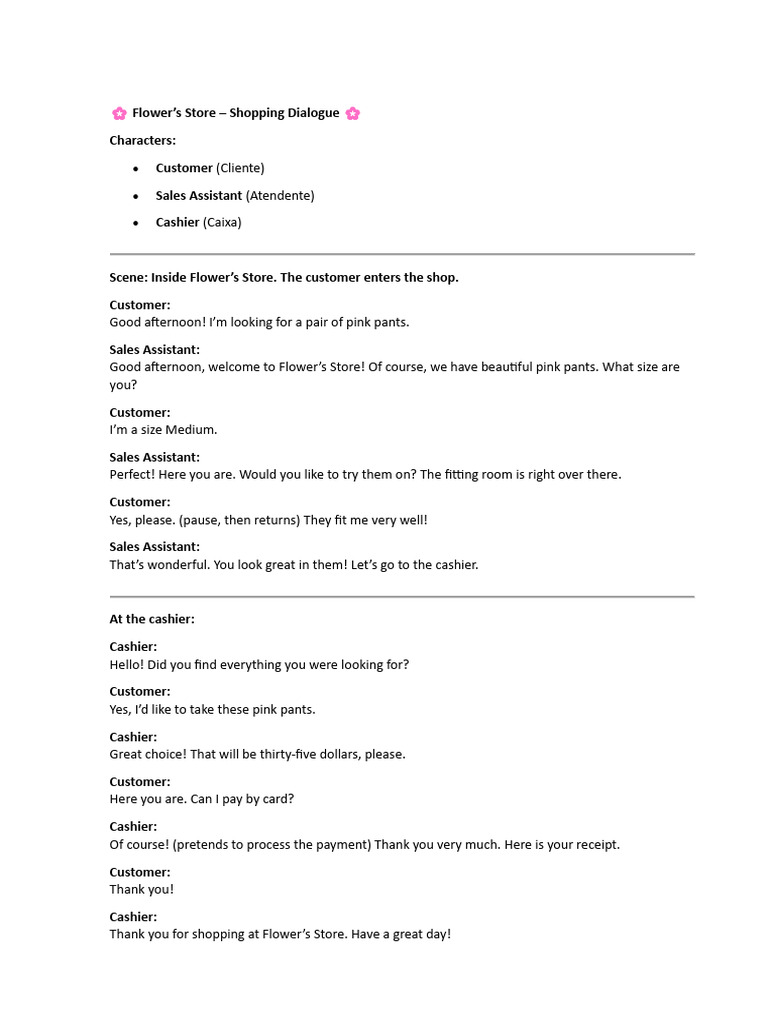 Shopping Dialogue | PDF