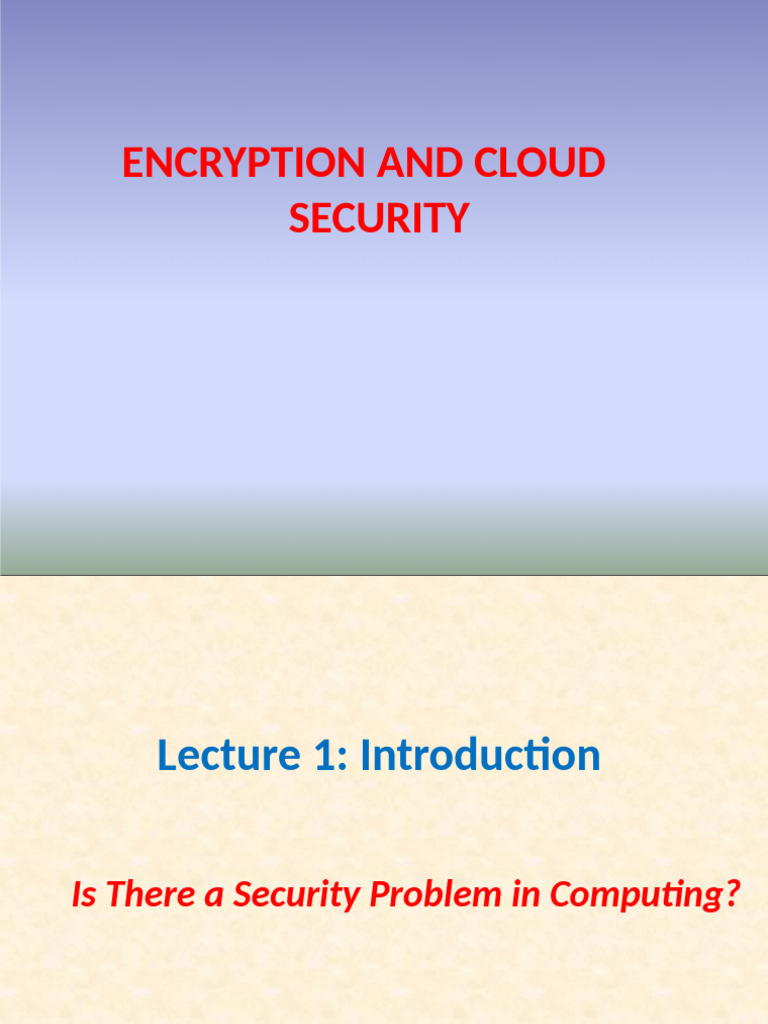 Lecture One Cryptography | PDF | Security | Computer Security