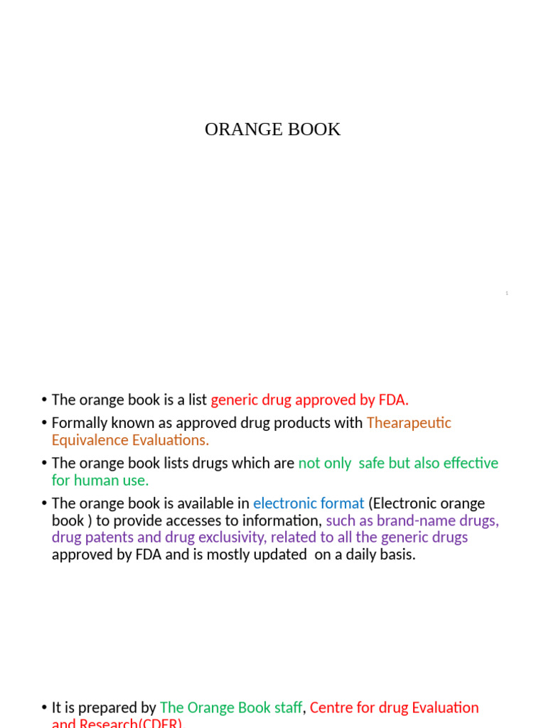 Orange Book | PDF | Approved Drug Products With Therapeutic Equivalence ...