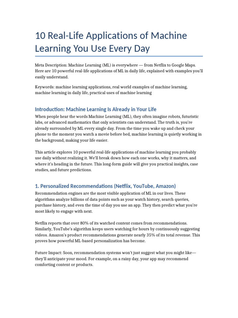 ML Applications Day2 5000words | PDF | Machine Learning | Artificial ...
