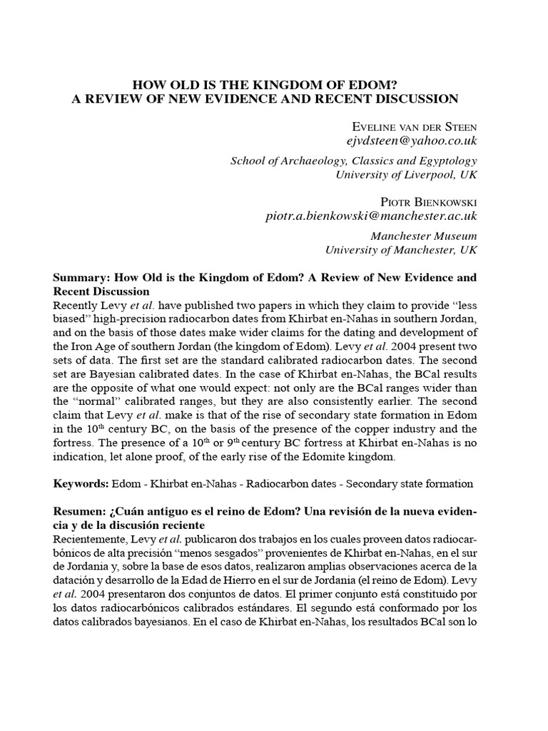 How Old Is The Kingdom of Edom A Review | PDF | Radiocarbon Dating