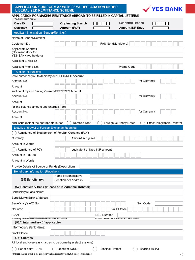 Yes Bank LRS Application Form A2 | PDF | Reserve Bank Of India ...