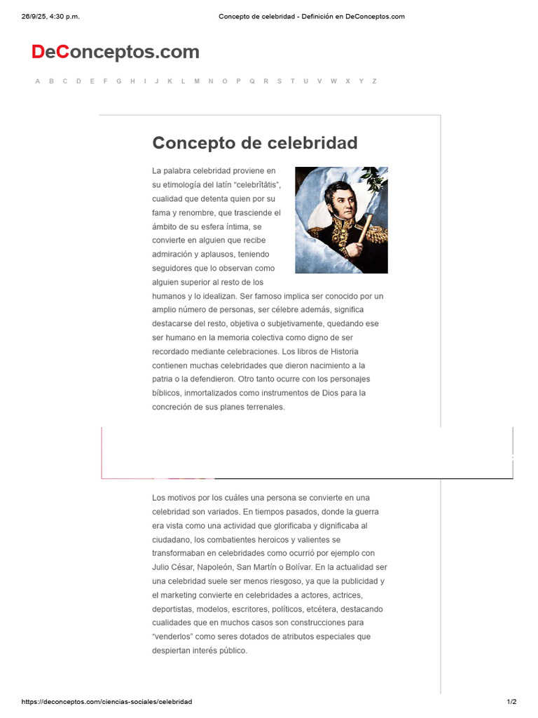 Definición de Celebridad | PDF | Celebridad