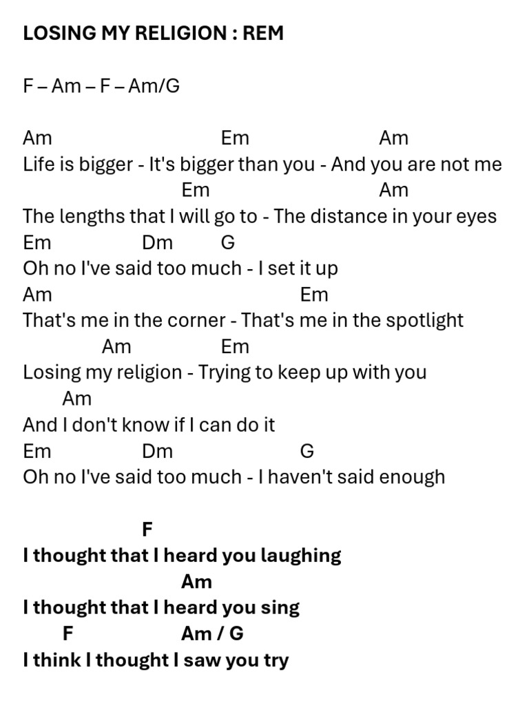 Losing My Religion - REM | PDF