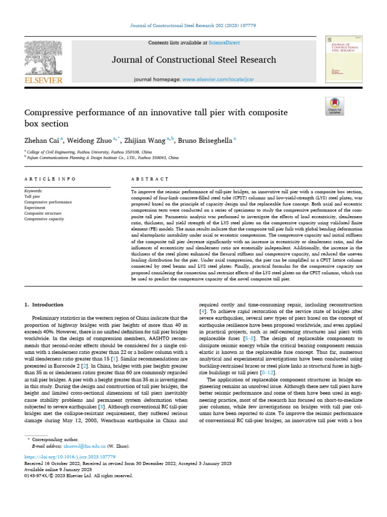 Innovative Composite Tall Pier Design | PDF | Buckling | Deformation ...