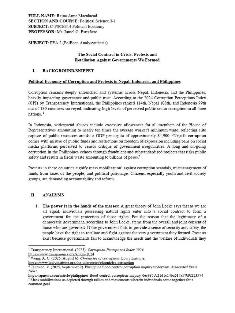The Social Contract in Crisis: Protests and Retaliation Against ...