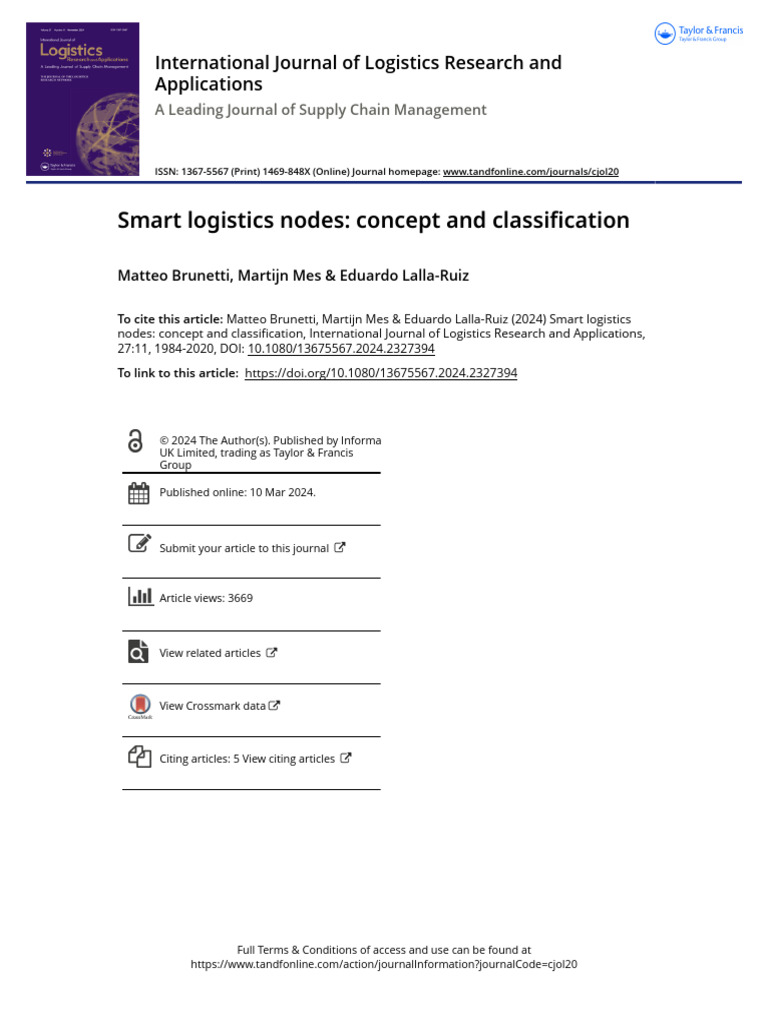 Smart Logistics Nodes Concept and Classification | PDF | Logistics ...