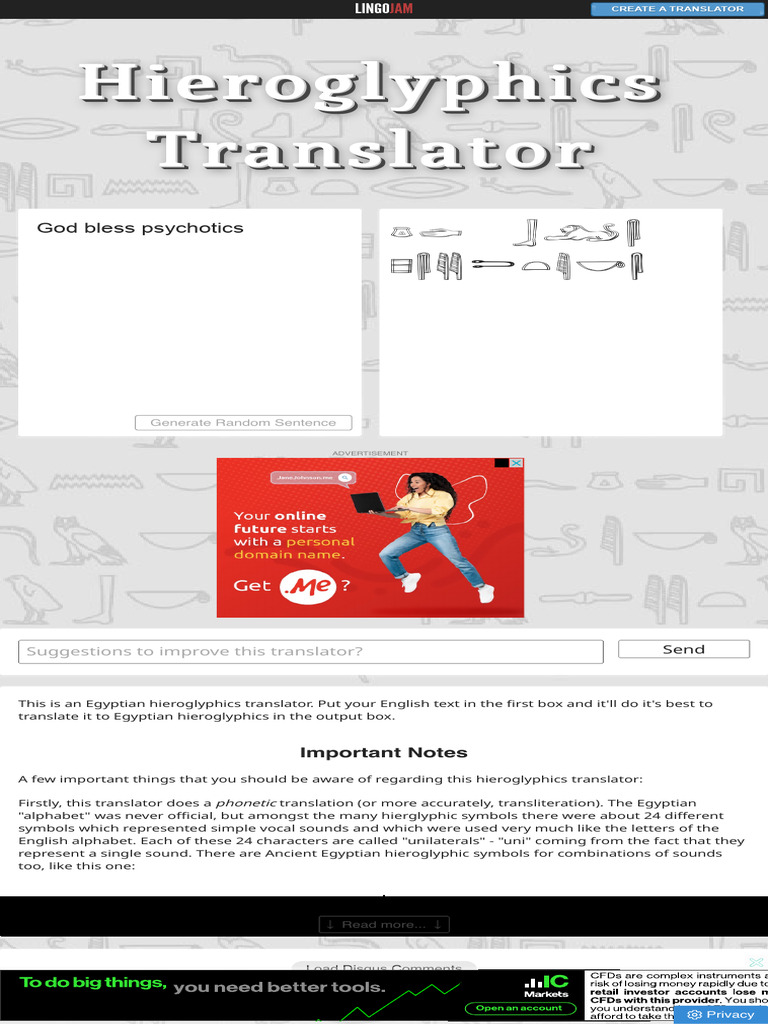 Hieroglyphics Translator LingoJam | PDF