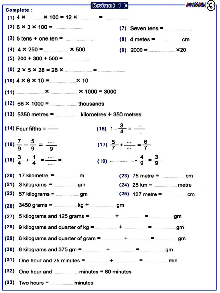 Revision Grade 3 | PDF