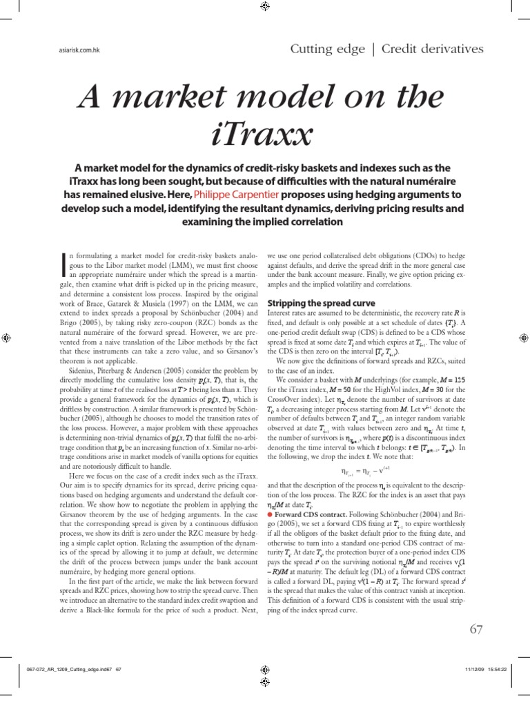 Market Model ITRAXX | PDF | Option (Finance) | Derivative (Finance)