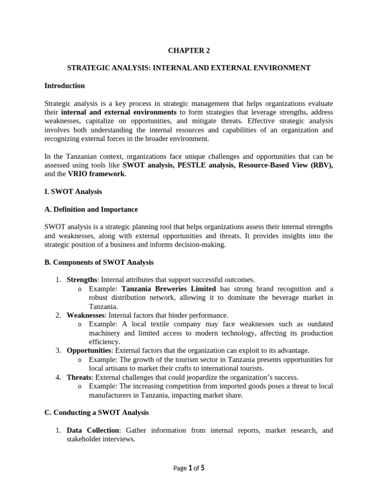Chapter 2.strategic Analysis - Internal and External Environment | PDF | Swot Analysis ...