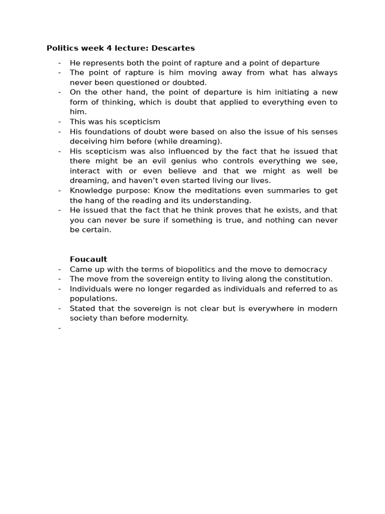 Descartes and Foucault: Scepticism Explained | PDF