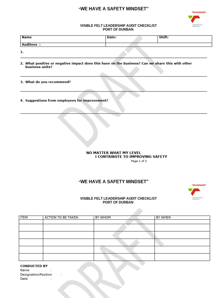 VFL Checklist - Template | PDF