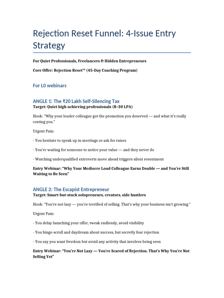 Rejection Reset Funnel Strategy | PDF