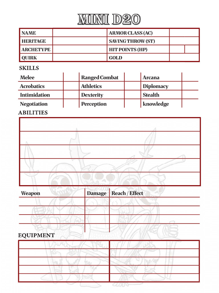 Mini D20 Sheet Print | PDF