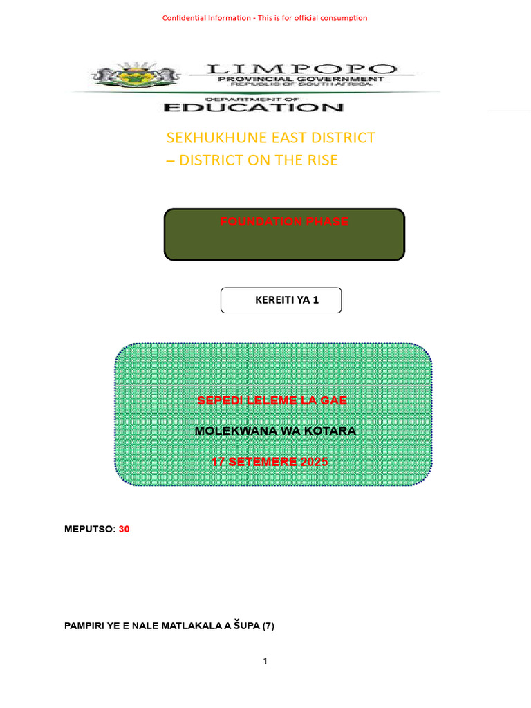 Sepedi Lesson Plan for Grade 1 Term 4 | PDF