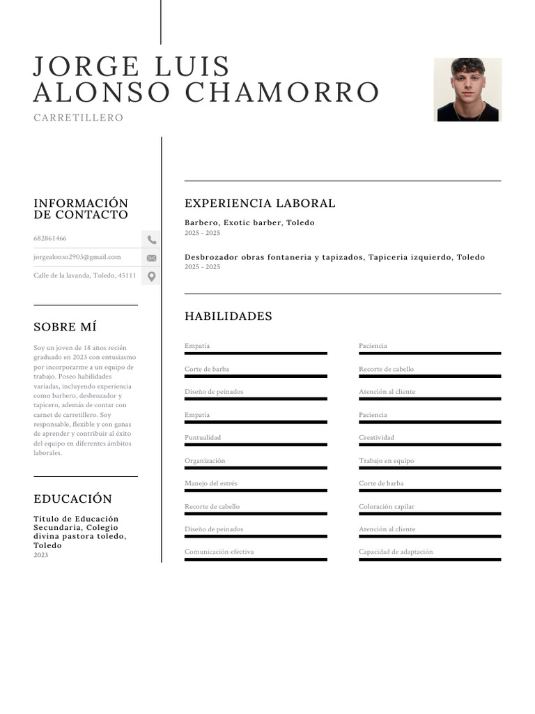Jorge Luis Alonso Chamorro: Información de Contacto Experiencia Laboral ...