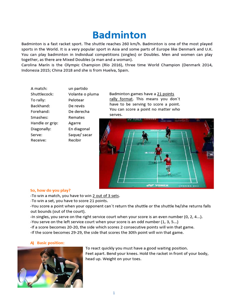 Class Notes Badminton 1º ESO | PDF | Games Of Physical Skill | Athletic ...