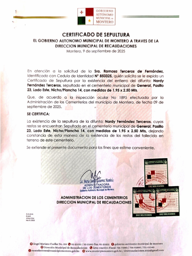 Sra. Ramosa Terceros de Fernandez | PDF