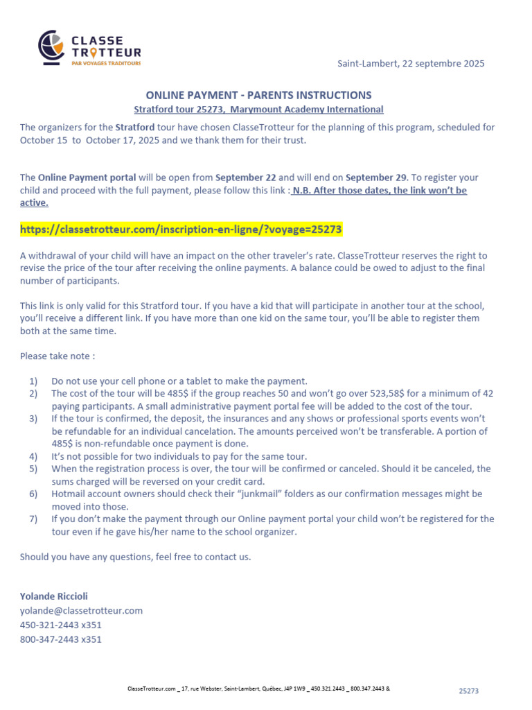 Stratford Tour Registration Instructions | PDF | Credit Card | Personal ...