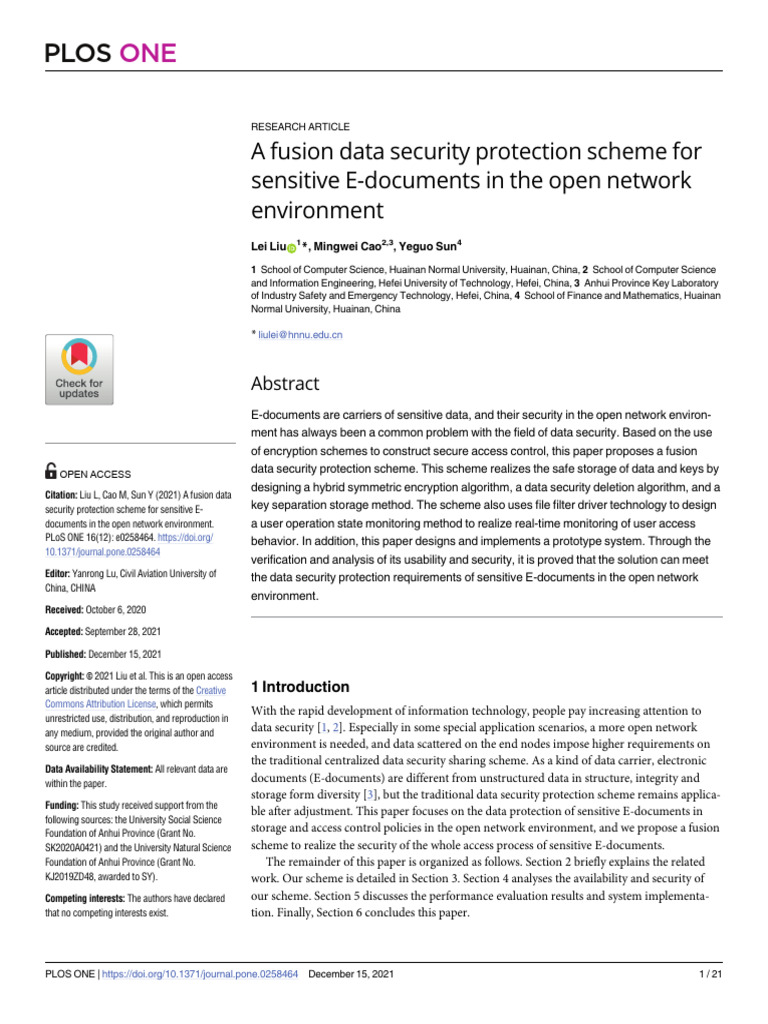 A Fusion Data Security Protection Scheme For Sensi | PDF | Encryption ...
