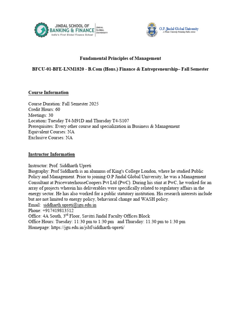 Fundamental Principles of Management Manual | PDF | Plagiarism | Leadership