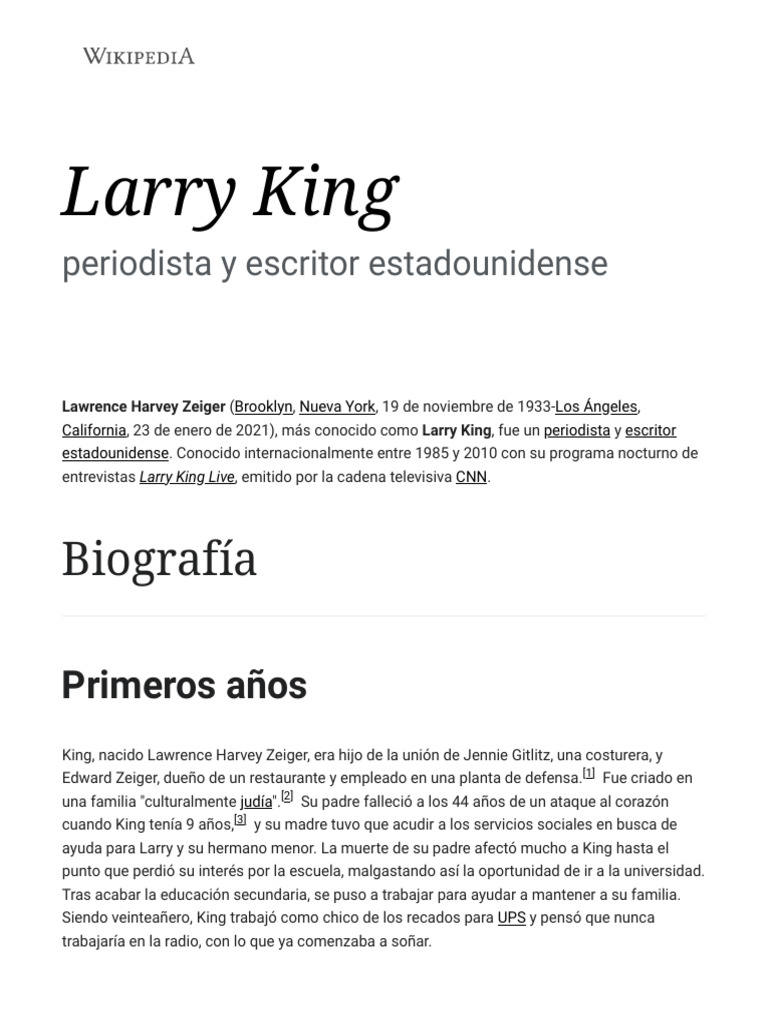 Larry King - Wikipedia, La Enciclopedia Libre | PDF