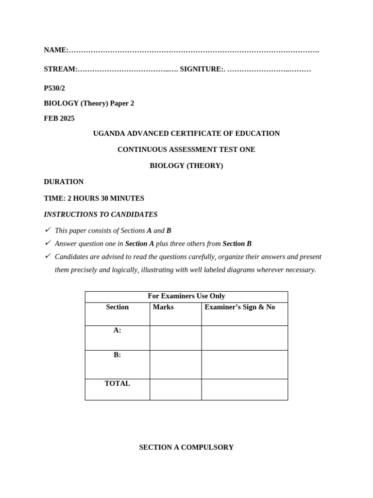 Biologytestone s.6 Jipra | PDF | Mitochondrion | Cellular Respiration