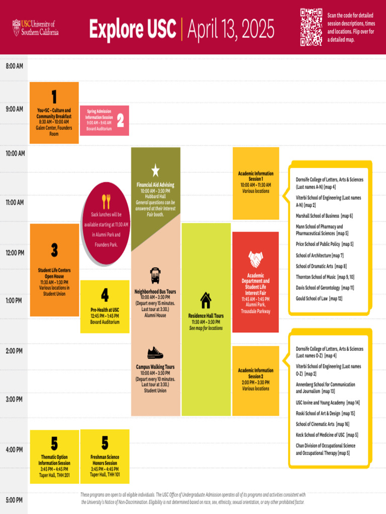 USC Open House Schedule 2025 | PDF | University Of Southern California