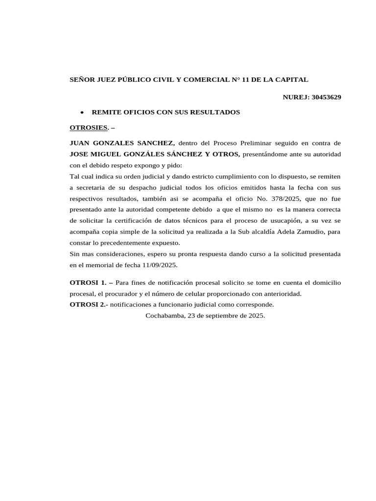 Remite Oficios Con Sus Resultados | PDF
