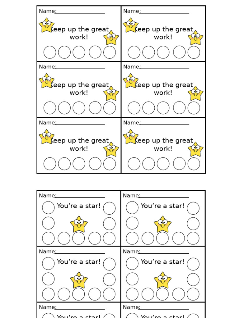 Keep Up The Great Work! Keep Up The Great Work!: Name: Name | PDF