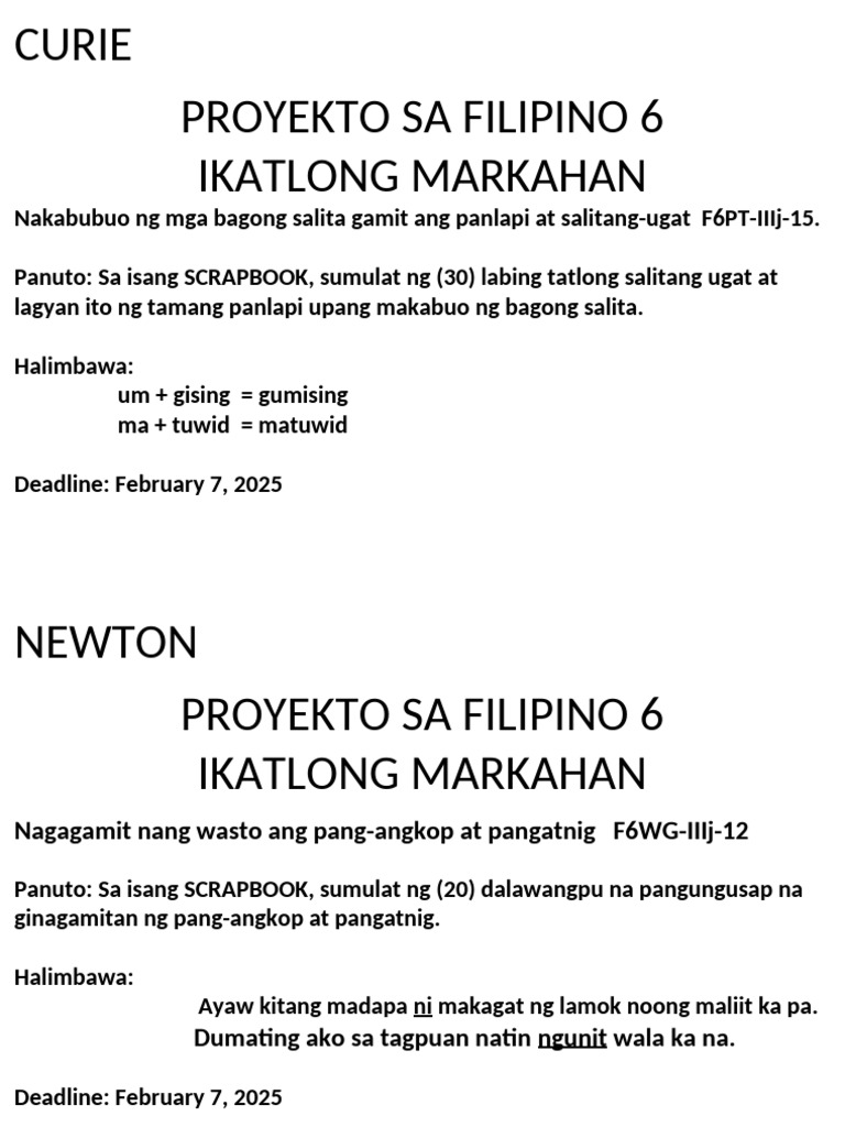 3rd Quarter Project Grade 6 | PDF