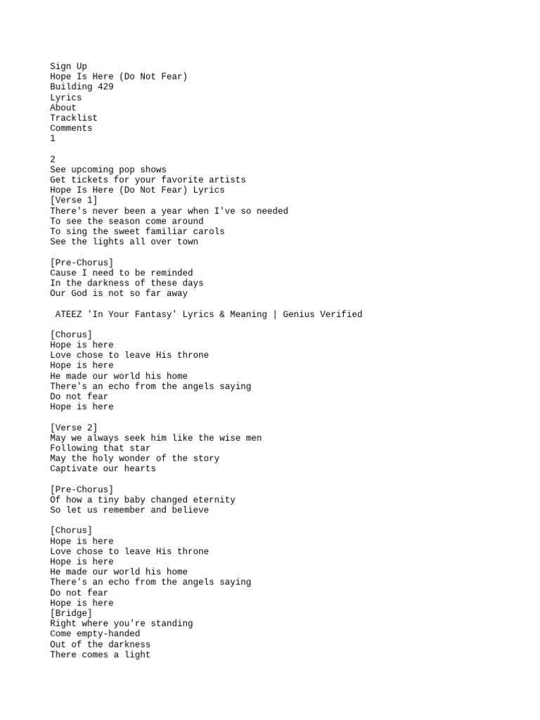 Hope Is Here Lyrics by Building 429 | PDF | Song Structure