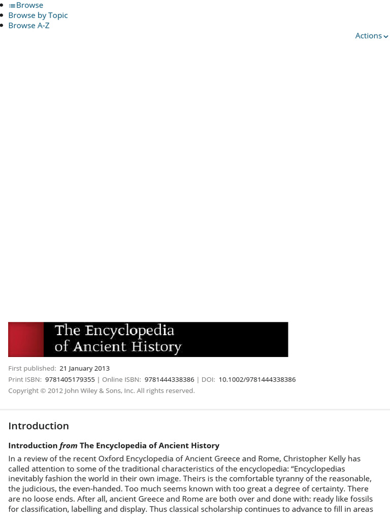 Encyclopedia of Ancient History Overview | PDF | Encyclopedias | Wikipedia