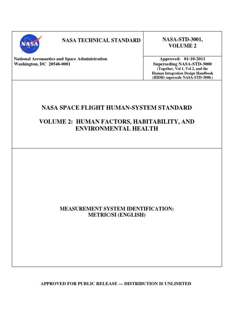 Nasa Std 3001 Vol 2 | Nasa | Perception