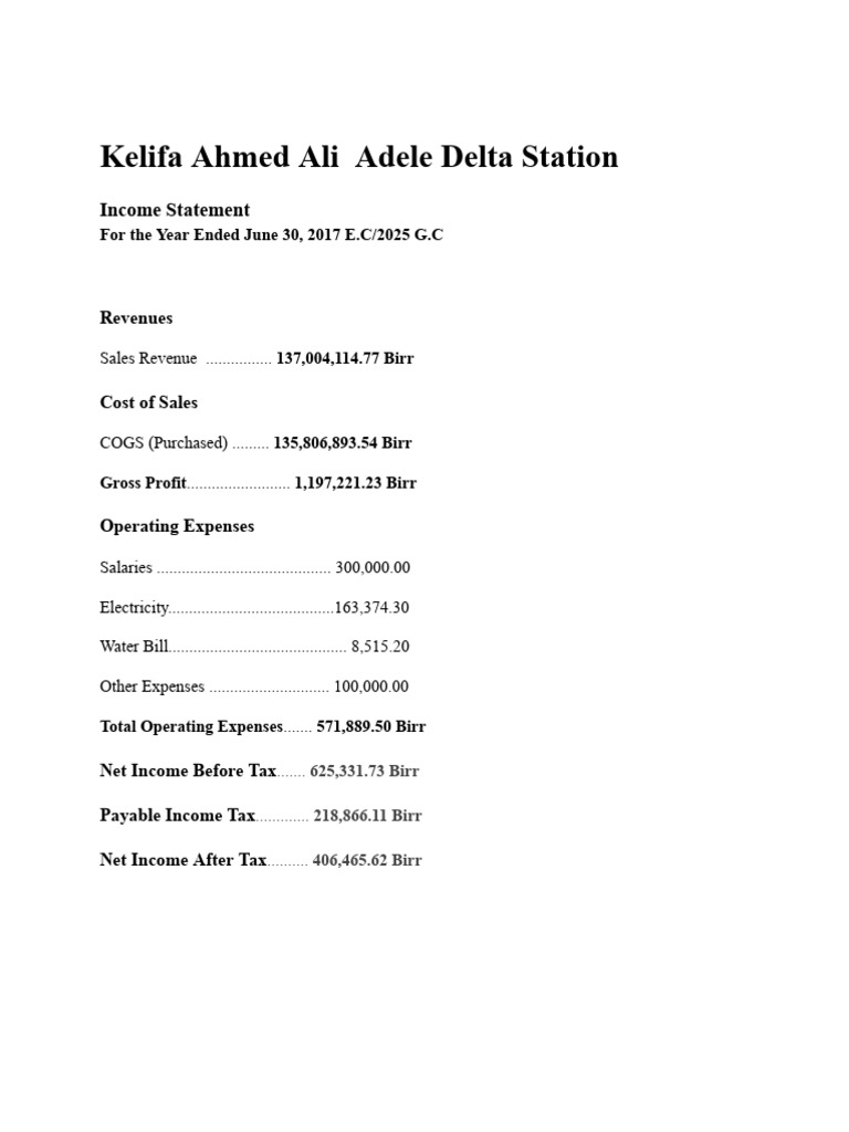 Kelifa Ahmed Ali - Adele Delta Station | PDF
