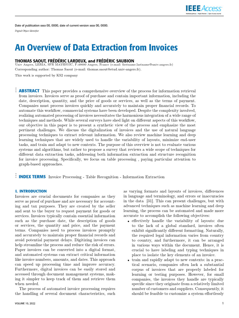 An Overview of Data Extraction From Invoices | PDF | Optical Character ...