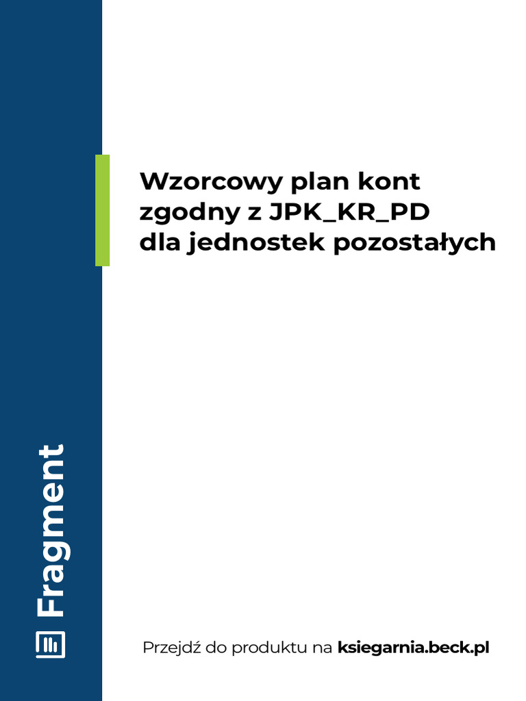 Wzorcowy Plan Kont Zgodny Z JPK KR PD Dla Jednostek Pozostalych Magdalena Chomuszko Fragment | PDF