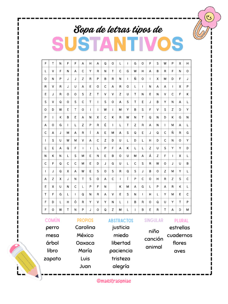 Sopa de Letras Sustantivos PDF | PDF